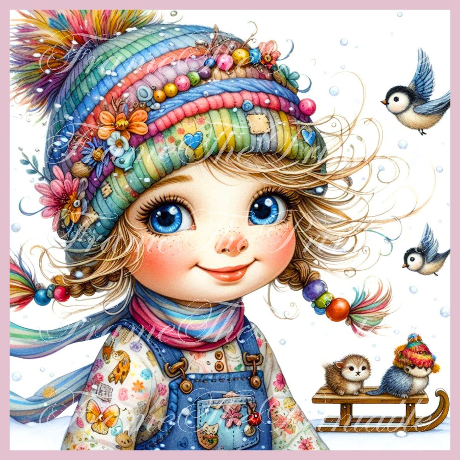 Quirky Cute Winter Girl Clipart Commercial Use Whimsical Ephemera Jpgs ...