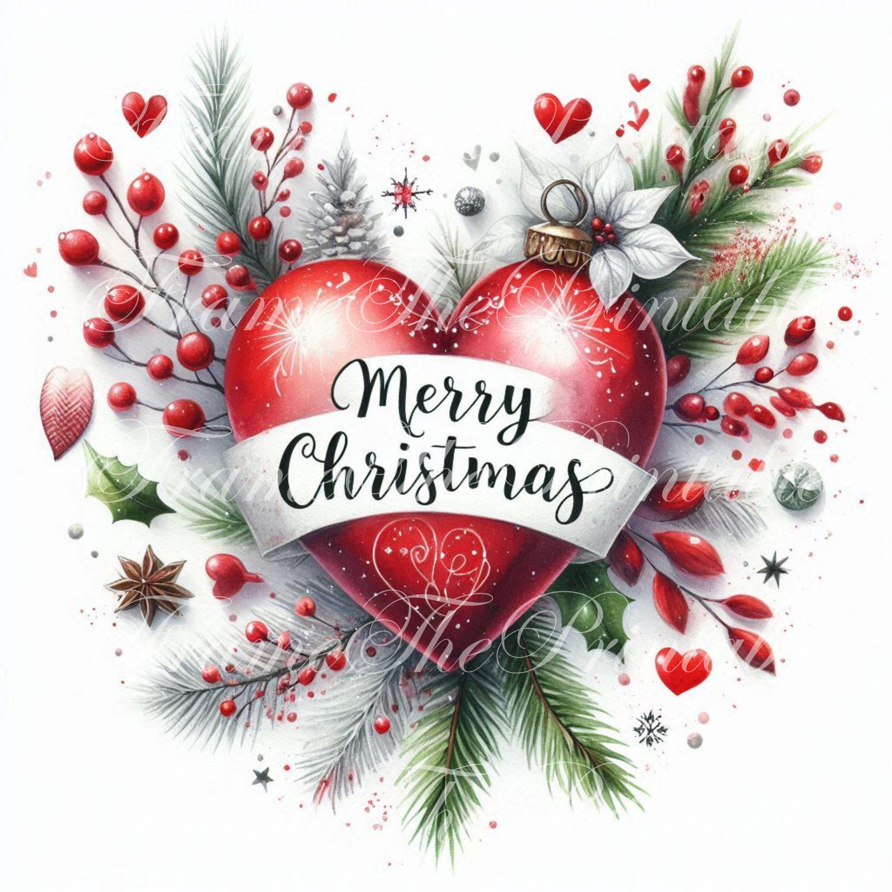 Christmas Hearts Clipart, 18 JPG Images for Cards Making Invitations ...