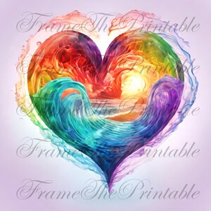 Rainbow Wave Heart Clipart, Watercolour Splashing, 10 JPG Hearts, Love ...
