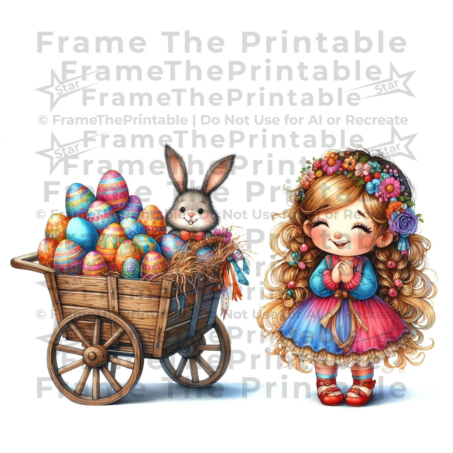 Baby Girl Easter Bunny Clipart, Spring Kids Illustration, Sweet Bunny ...