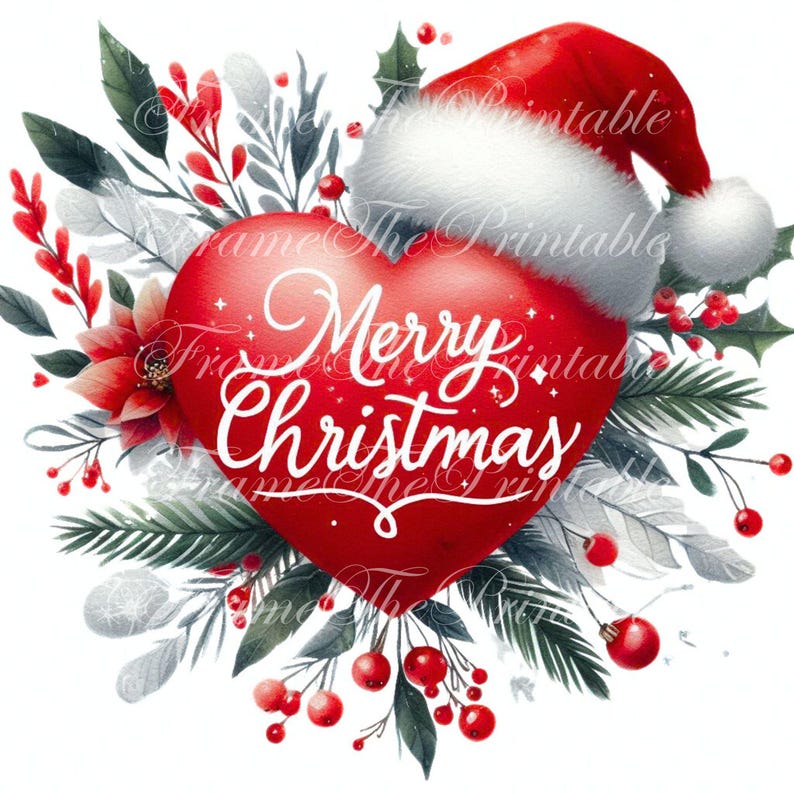 Christmas Hearts Clipart, 18 JPG Images for Cards Making Invitations ...