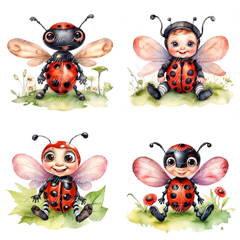 Watercolour Ladybird Girl Clipart- Cute Bug Girl Illustrations for Kids ...