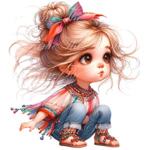 Cute Little Girl Clipart Commercial and Personal Use Whimsical Ephemera ...