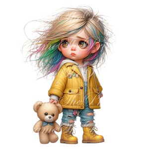 Sad Crying Cute Girl Adorable Illustrations Commercial Use Whimsical ...