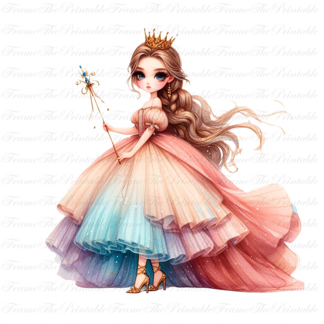 14 Magical Princess Clipart Bundle, Watercolour Girl PNG High ...