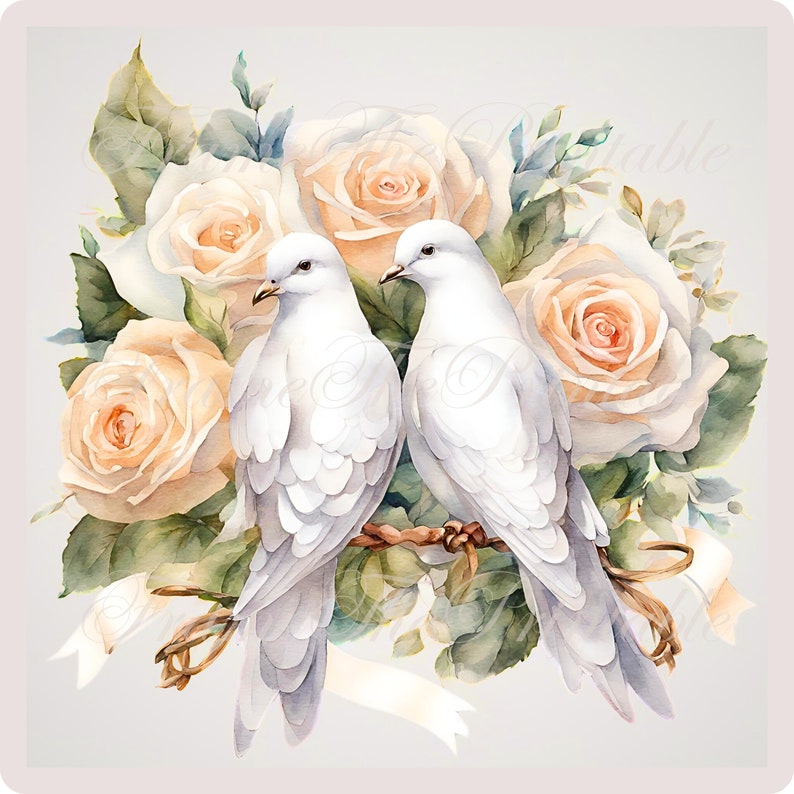 Two Doves Wedding Invitation Clipart Romantic Couple 14 Images ...