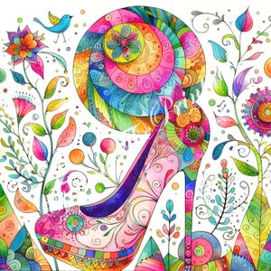 Colourful High Heel Clipart, Boho Shoe High Res, Watercolour Fashion ...