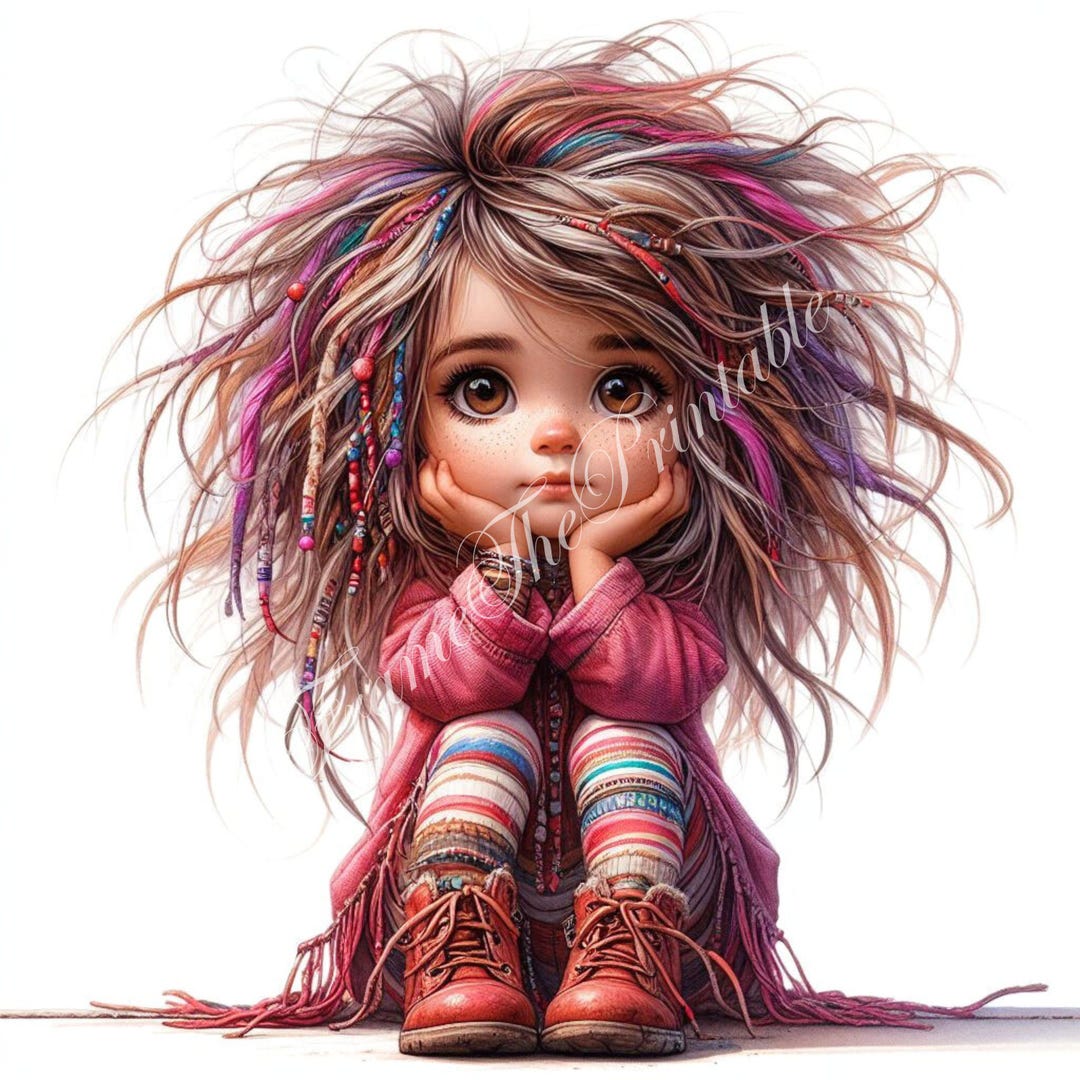 Cute Girl Clipart Whimsical People Bundle Watercolour Art Fantasy Doll ...