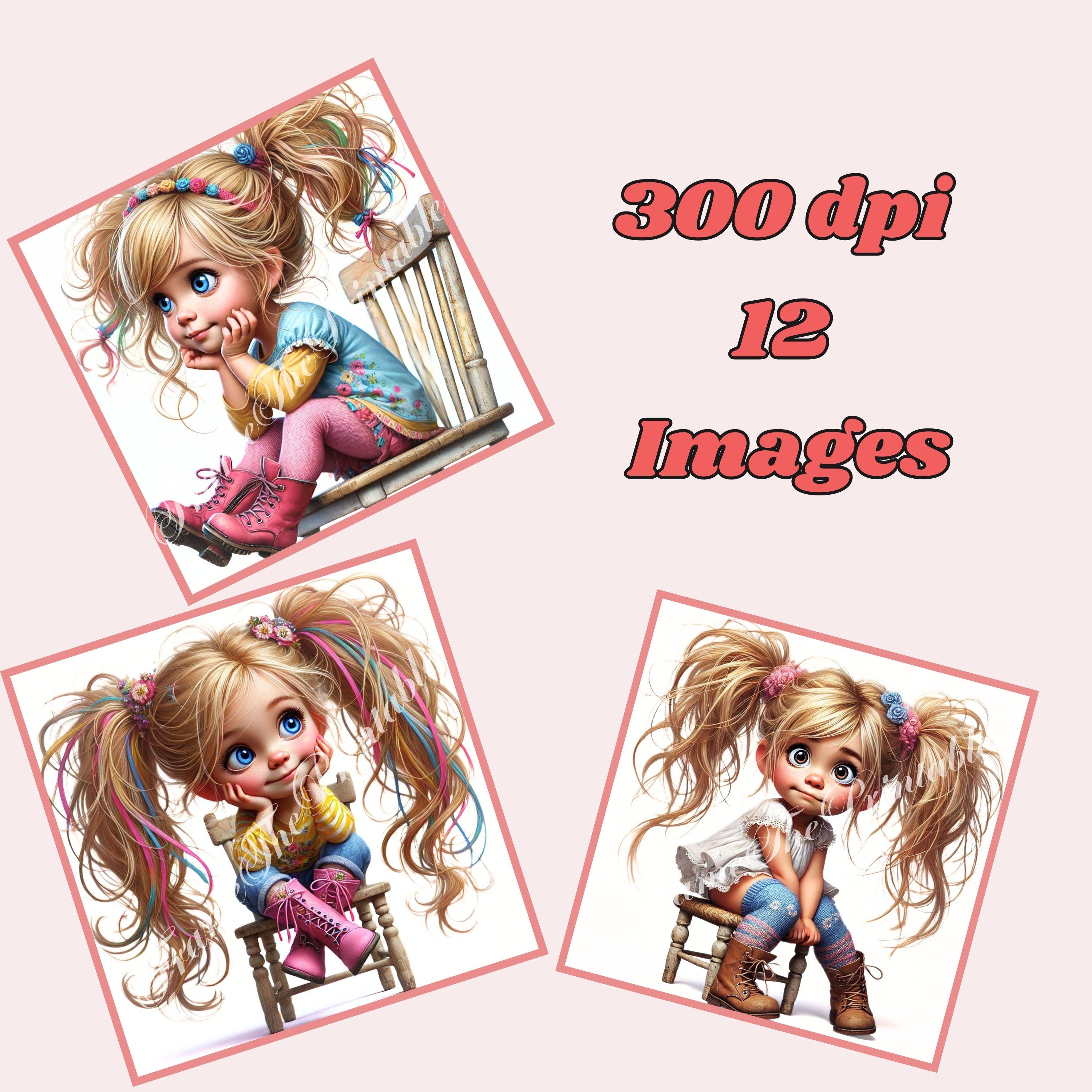 Quirky Girl With a Chair Clipart Whimsical Ephemera Commercial Use ...