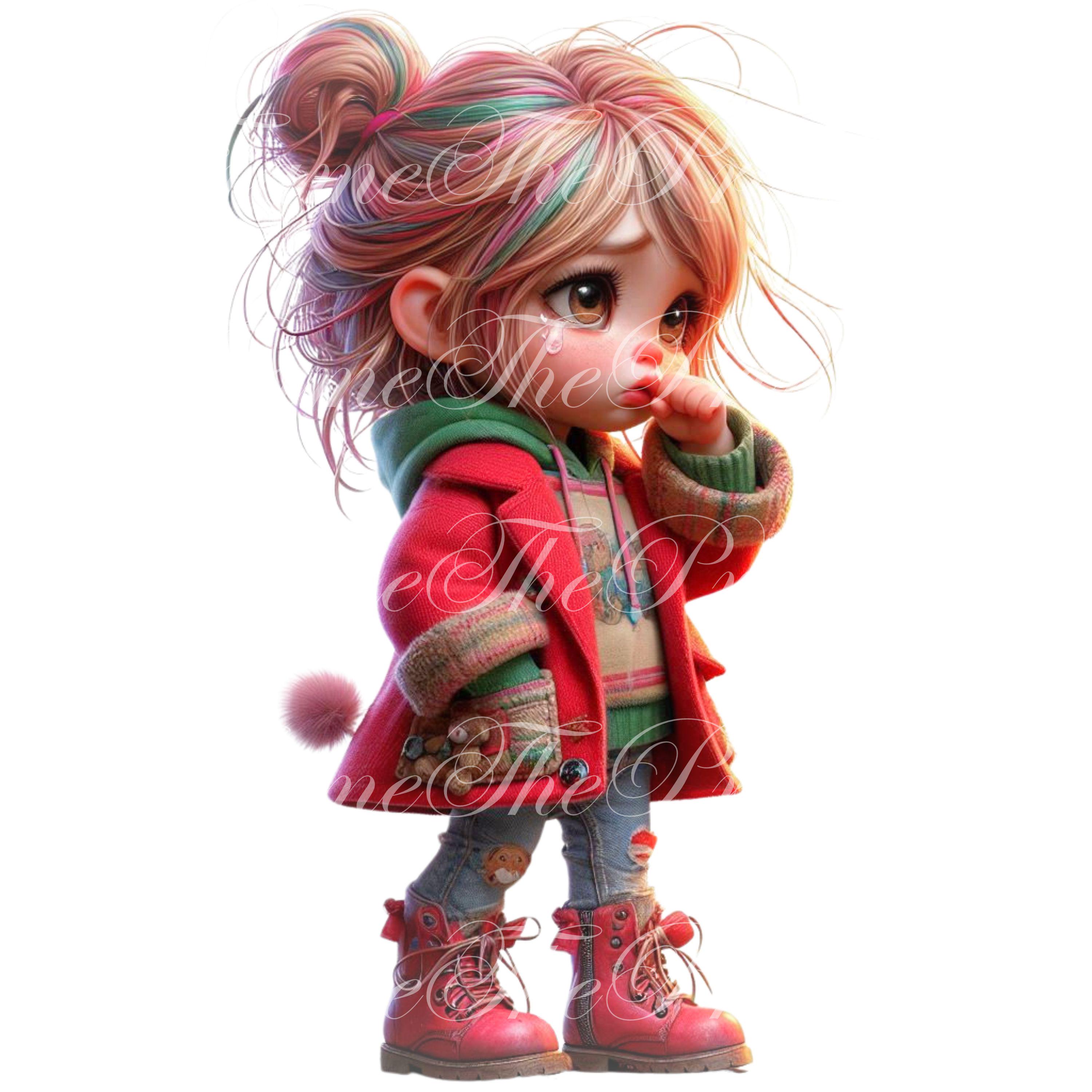 Sad Crying Cute Girl Adorable Illustrations Commercial Use Whimsical ...