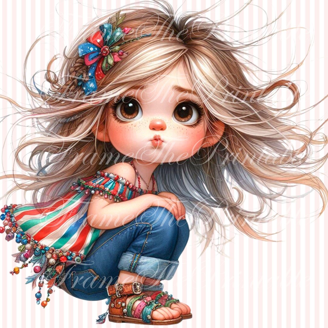 Cute Little Girl Clipart Commercial and Personal Use Whimsical Ephemera ...