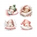 Sleeping Bear Clipart PNG Set Cute Baby Girl Teddy in Pink Pajamas ...