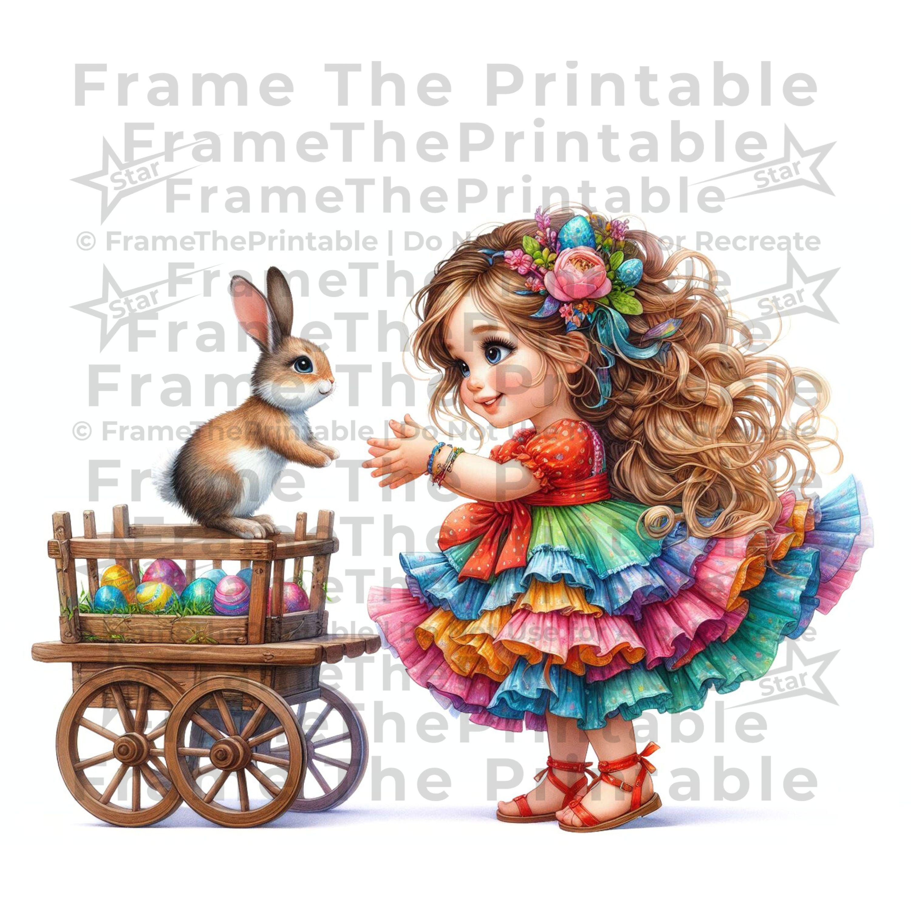 Baby Girl Easter Bunny Clipart, Spring Kids Illustration, Sweet Bunny ...