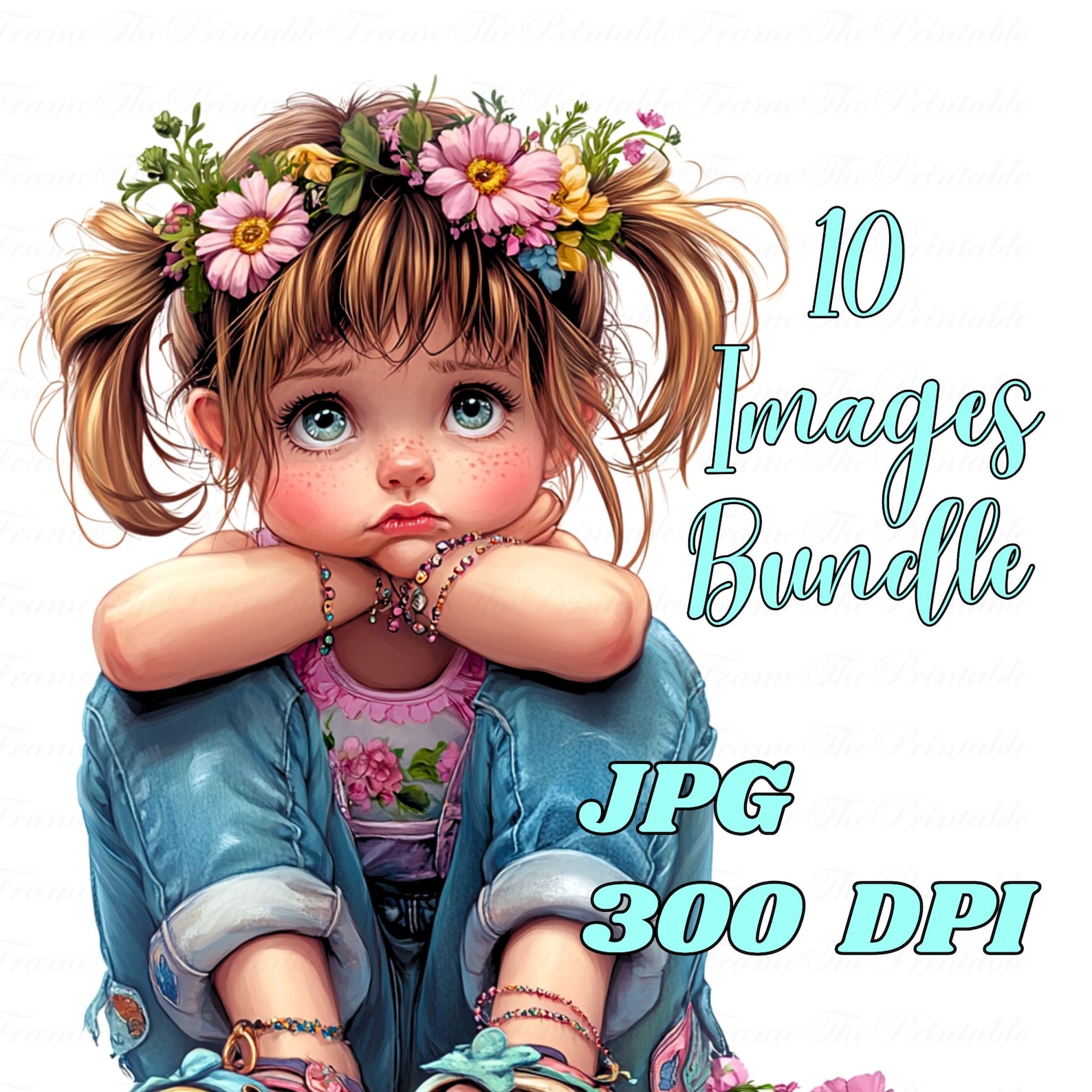 Quirky Little Girls Clip Art, Whimsical Happy Children Art, Digital ...