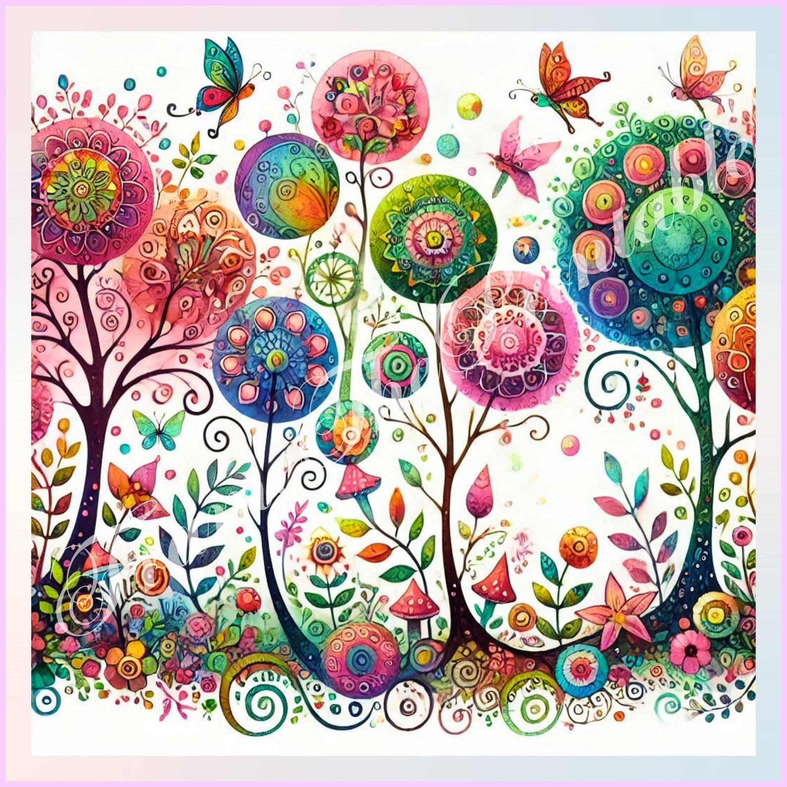 Folklore Floral Fantasy Whimsical Forest Clipart 13 Watercolour Image ...