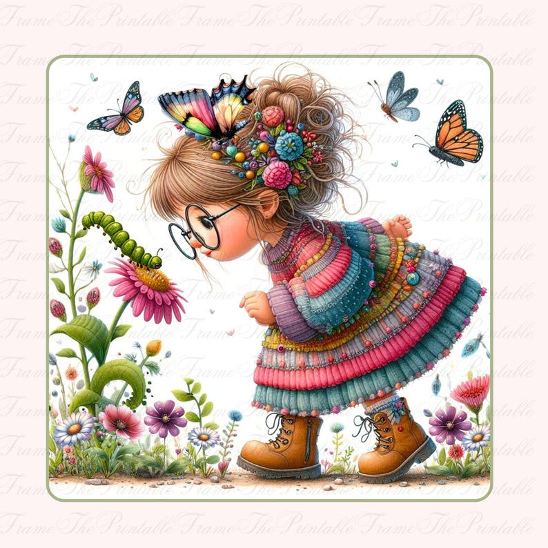 Whimsical Girls Clipart Bundle, 12 PNG 300 DPI, Cute Child Illustration ...