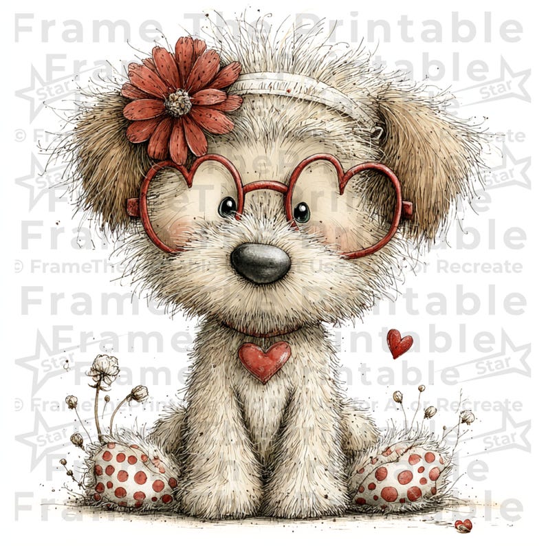 Valentine Puppy Clipart: Cute Dogs With Hearts, Flowers, Tea Cups ...