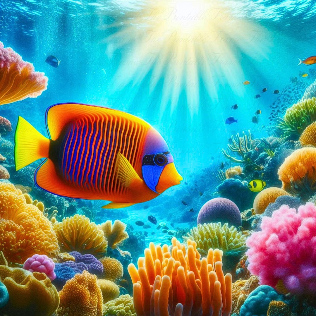 Underwater Ocean Clipart, Coral Reef PNG, Tropical Fish, Vibrant Sea ...