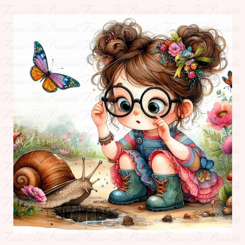 Whimsical Girls Clipart Bundle, 12 PNG 300 DPI, Cute Child Illustration ...