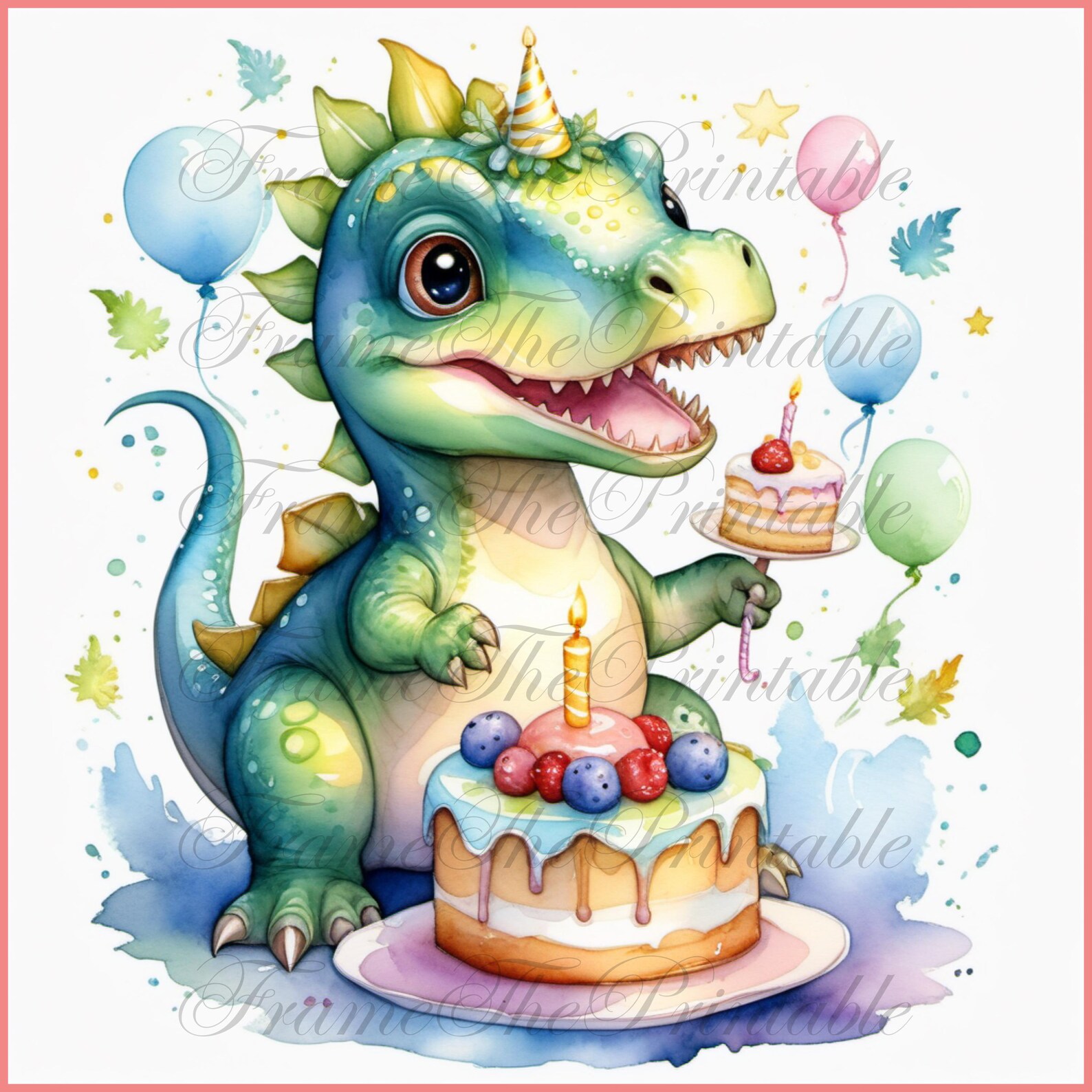 Baby Birthday Cute Dinosaurs Birthday SVG PNG JPG Cake and Balloons ...