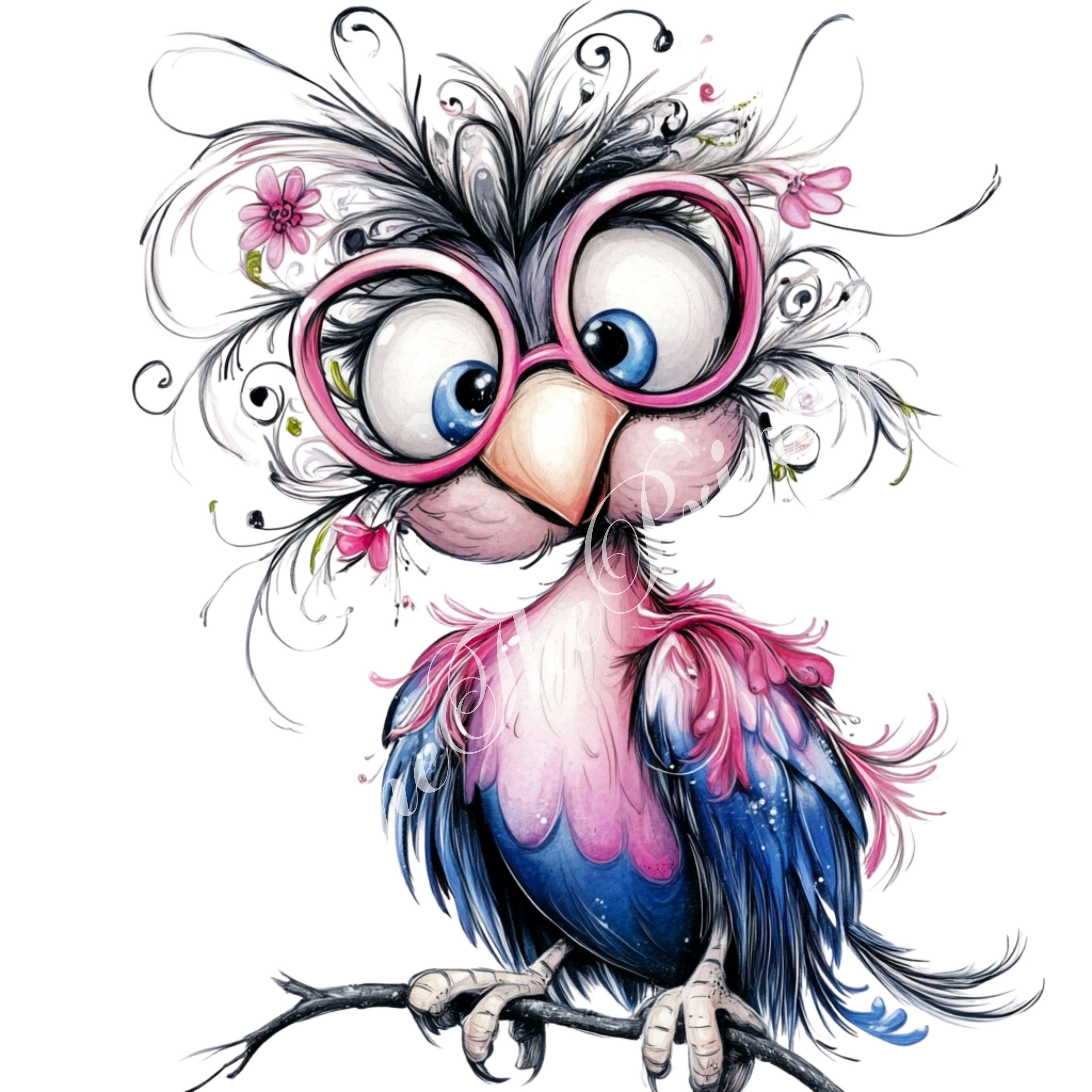 12 Quirky Birds Funny Animals Clipart Whimsical Birds Fantasy Junk ...
