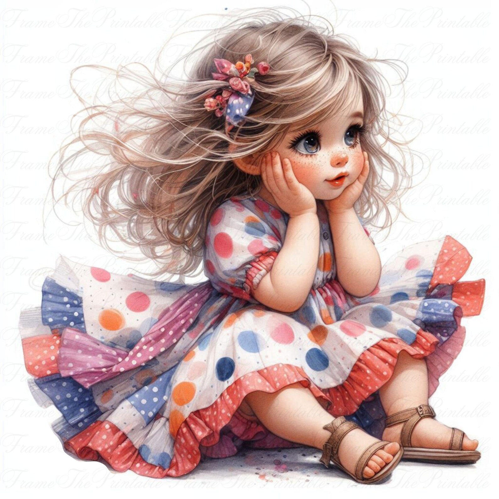 10 Cute Baby Girl Clipart, Watercolour Art Little Girl, Digital ...