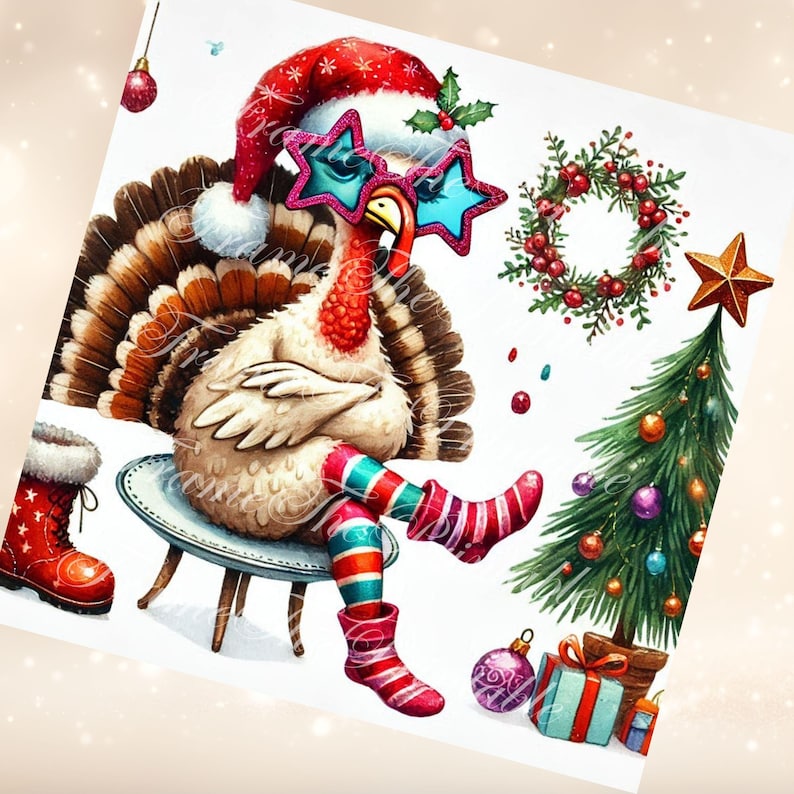 Christmas Quirky Turkey Funny Bird Fantasy JPG Images Whimsical ...
