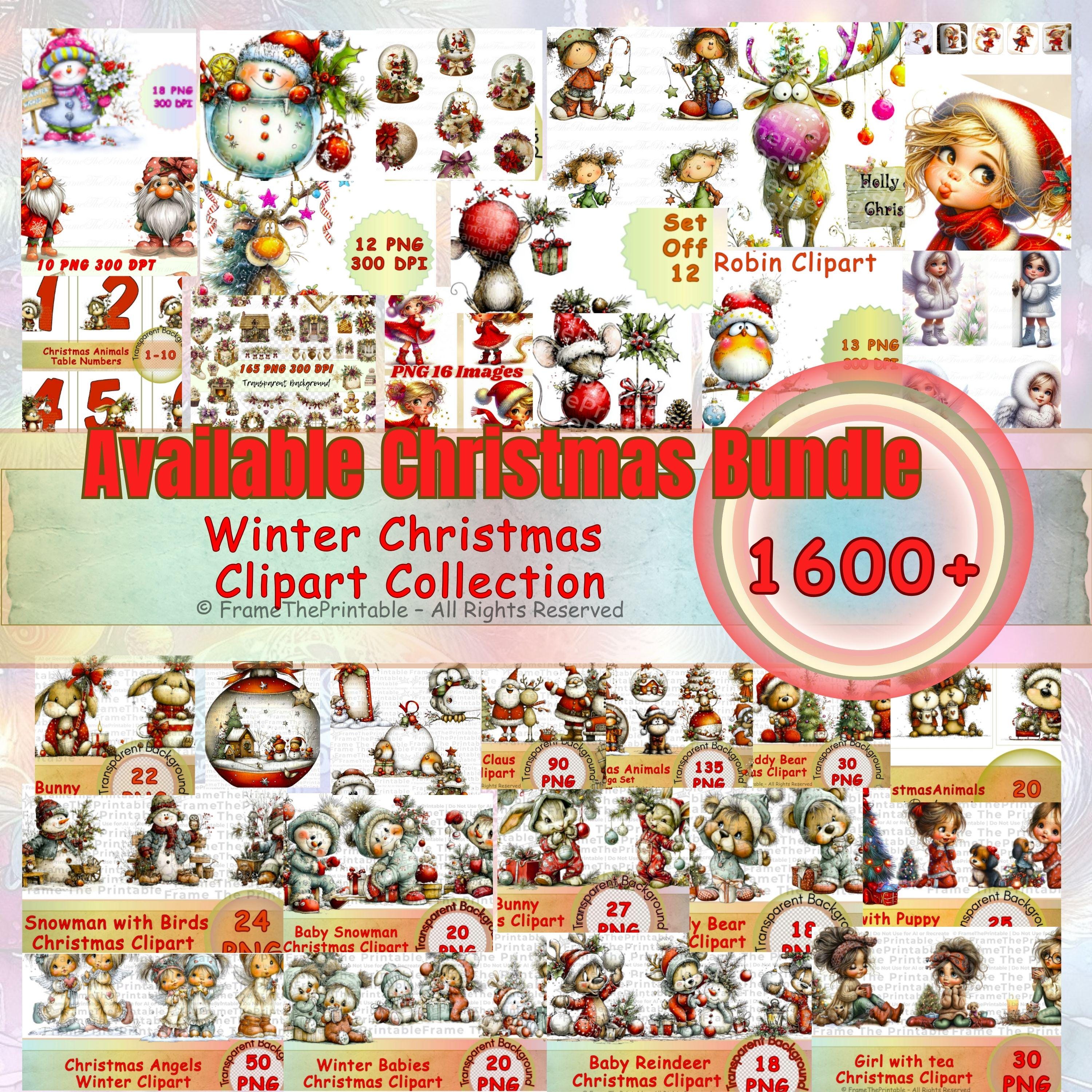Snowman Clipart Set - Winter Holiday Snow People and Christmas Birds ...