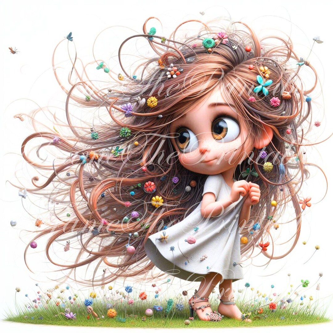 Quirky Girl Clipart Cute Cartoon Whimsical Ephemera PNG Commercial Use ...