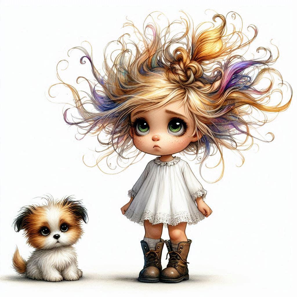 Cute Little Girl With Puppy Clipart Little Doll Watercolour 12 PNG Junk ...