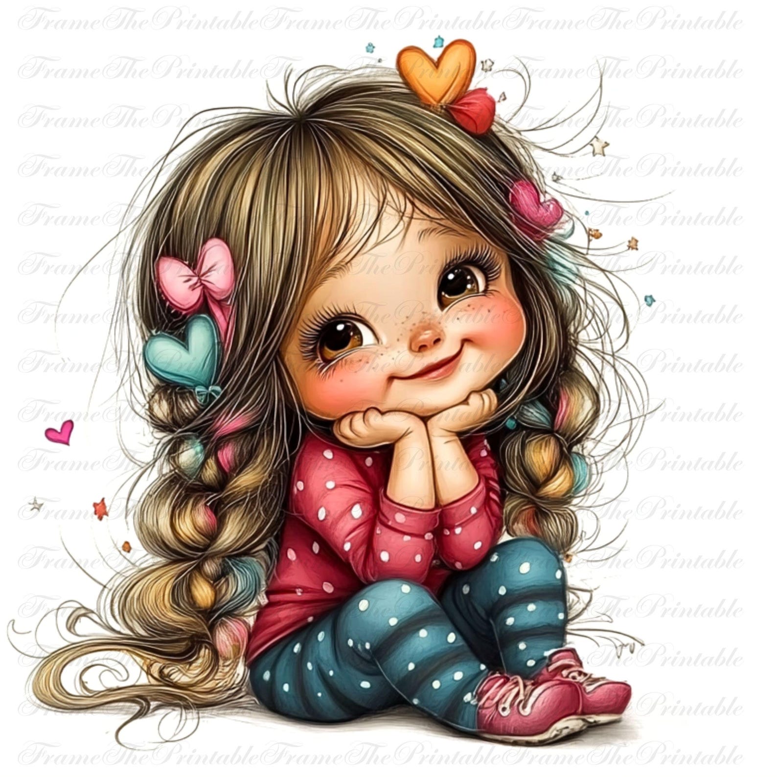 10 Beautiful Cute Little Girls Clip Art, Whimsical Happy Children Art ...