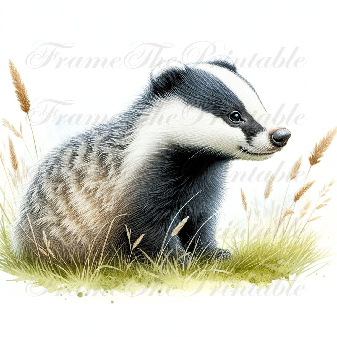12 Realistic Badger in a Grass Clipart, Whimsical Wild Animals Art ...