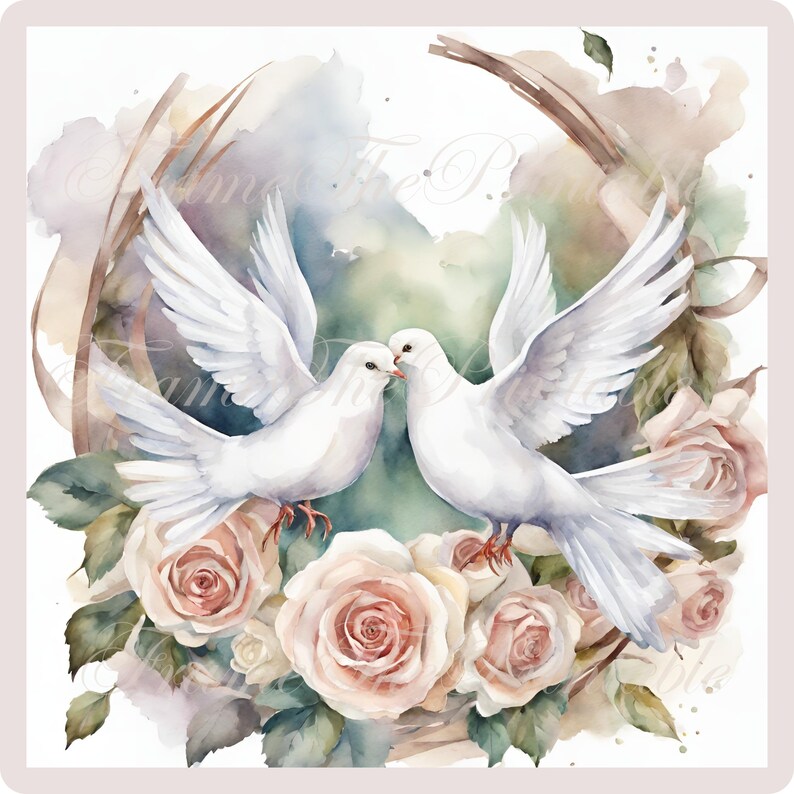 Two Doves Wedding Invitation Clipart Romantic Couple 14 Images ...