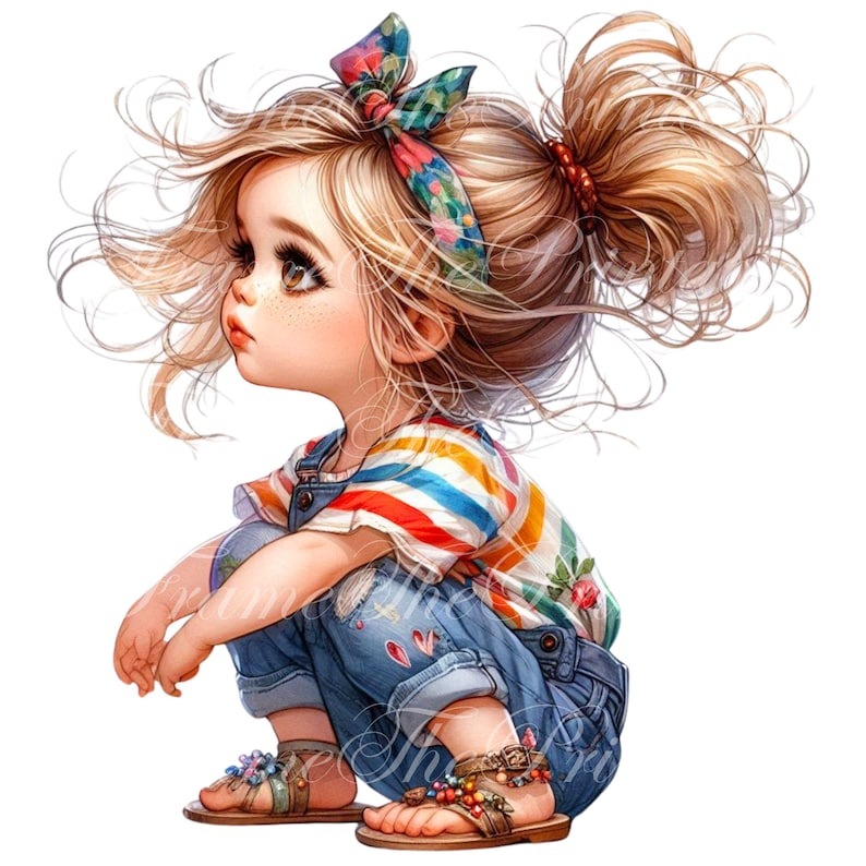 Cute Little Girl Clipart Commercial and Personal Use Whimsical Ephemera ...