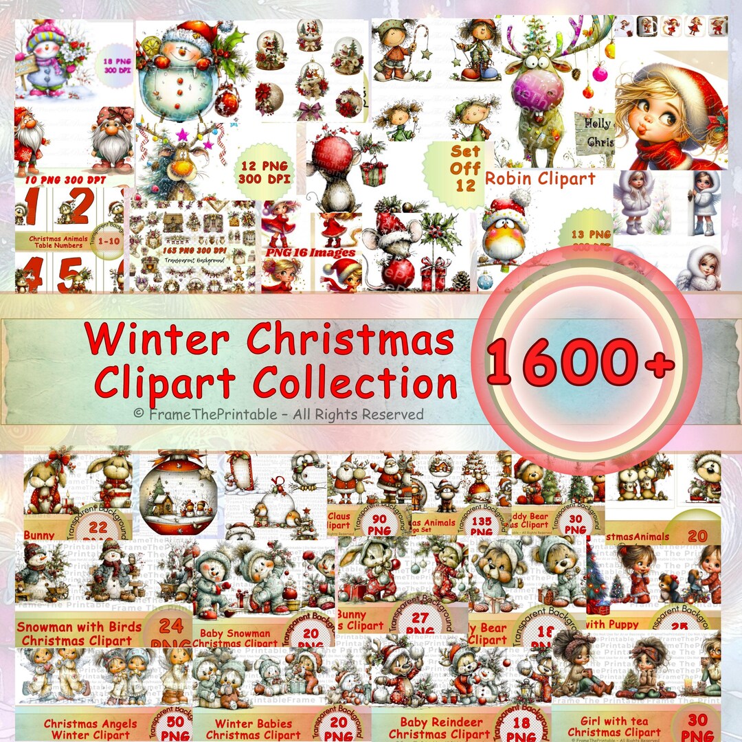 Winter Christmas Clipart Collection: 1,554 Pngs Holiday Digital ...