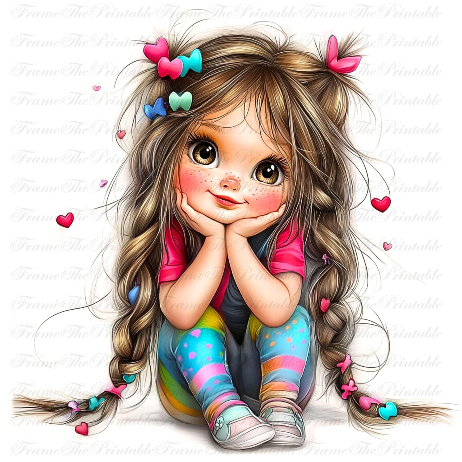 10 Beautiful Cute Little Girls Clip Art, Whimsical Happy Children Art ...
