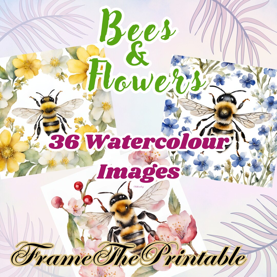 Bees and Flowers Clipart Spring Digital Downloads Images Scrapbooking ...