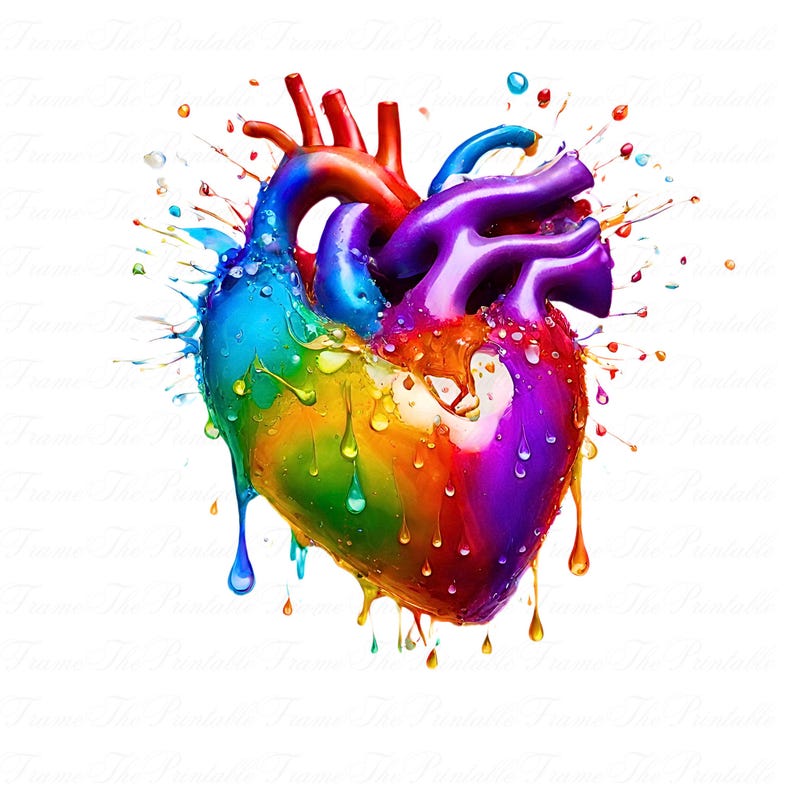 Multicolour Heart Clipart, Sublimation Splashes 10 PNG, Colourful ...