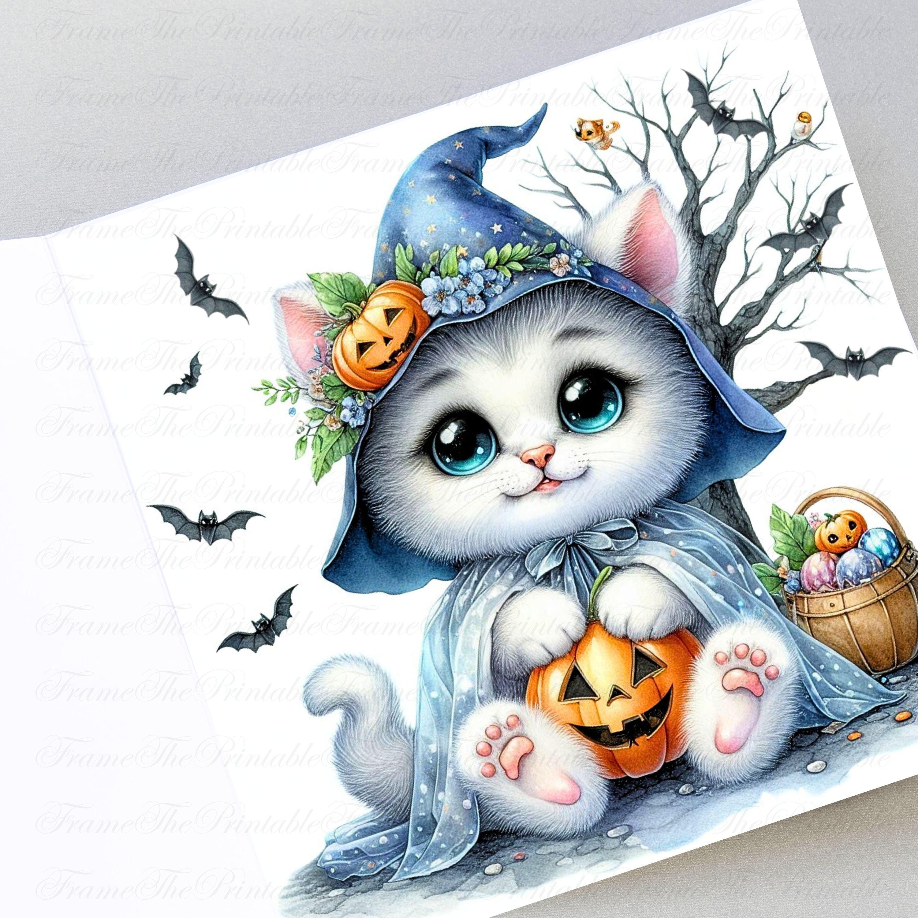 Halloween Cat Clipart, Cute Ghost Kitty 43 PNG, Pumpkin Cat Graphics ...