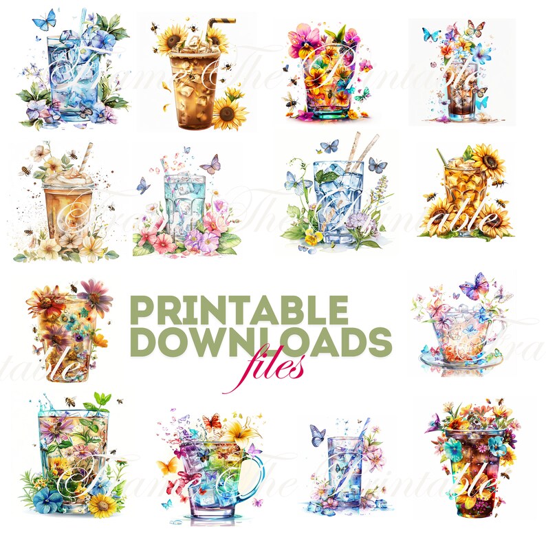 Ice Drinks Clipart Birthday Gift Watercolour PNG Cold Drinks With ...