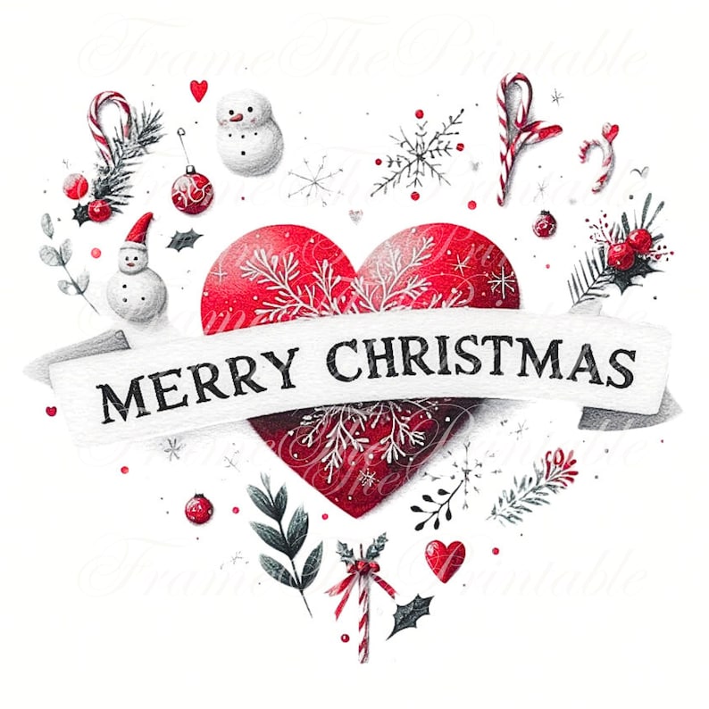 Christmas Hearts Clipart, 18 JPG Images for Cards Making Invitations ...