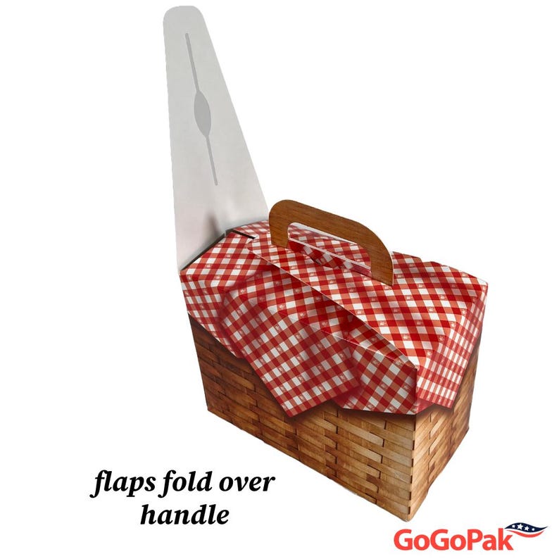 MADE IN USA - 10 Boxes - Large Picnic Basket Tote Gable Boxes - 8-1/2 ...