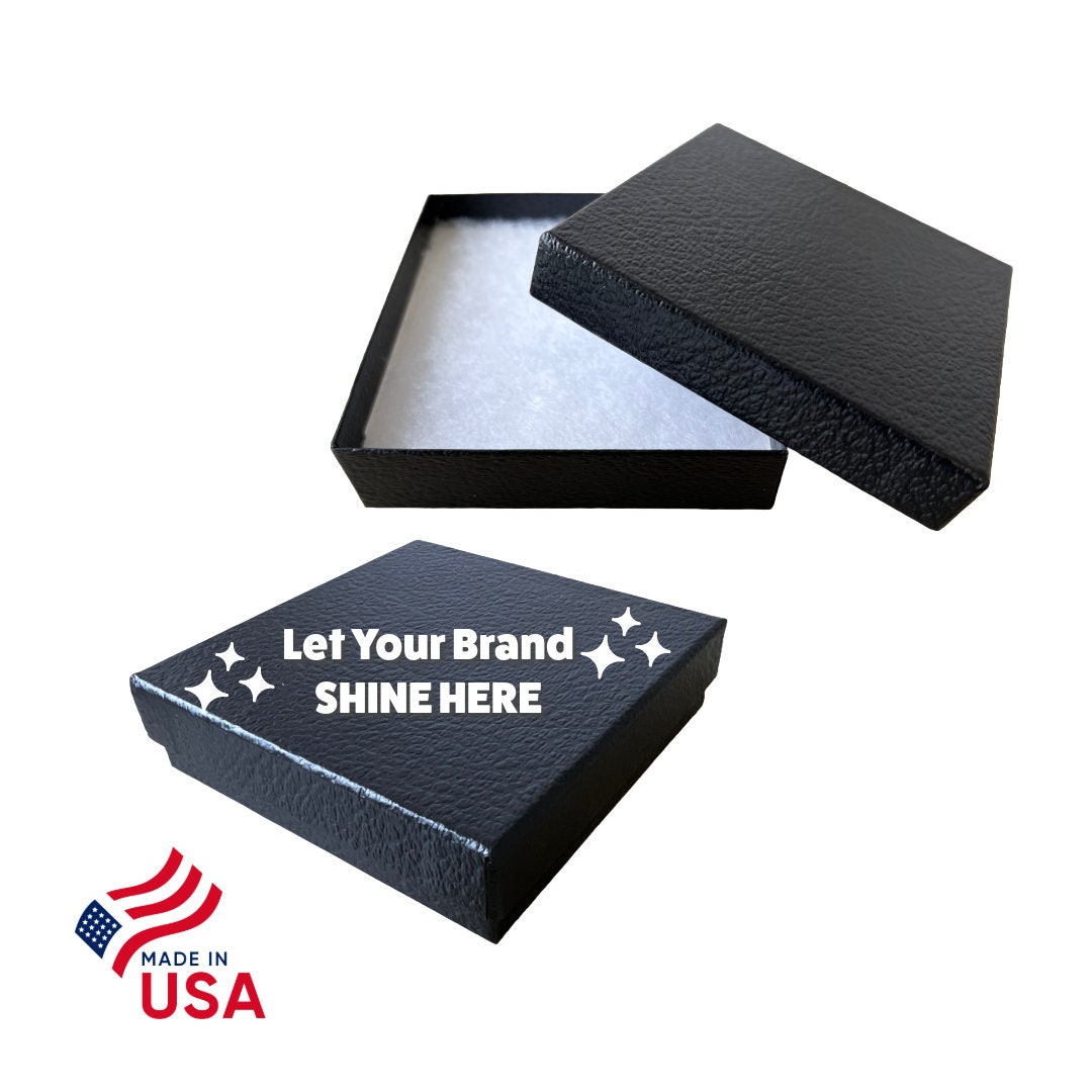100 Boxes - Embossed Black Jewelry Boxes With Cotton Filling - 3.5"x3.5 ...