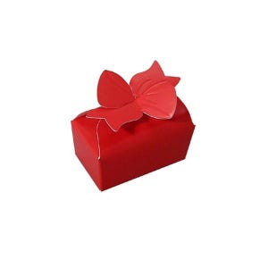 Made in USA - 50 Boxes - Small Red Bow Favor Boxes - 1 Piece Boxes ...