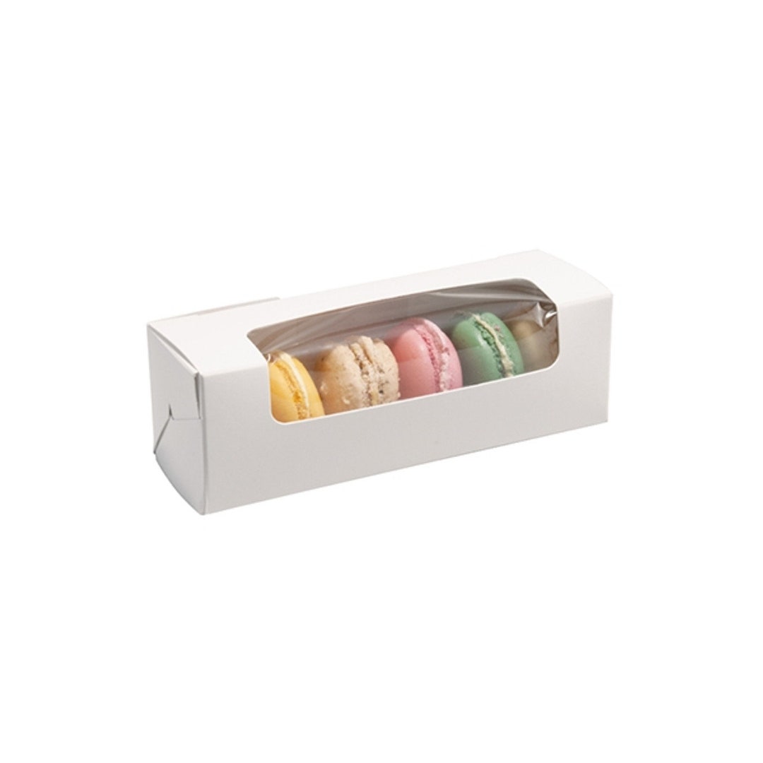 50 Boxes Macaron Boxes Small White With Window 6 Macarons Food Safe ...