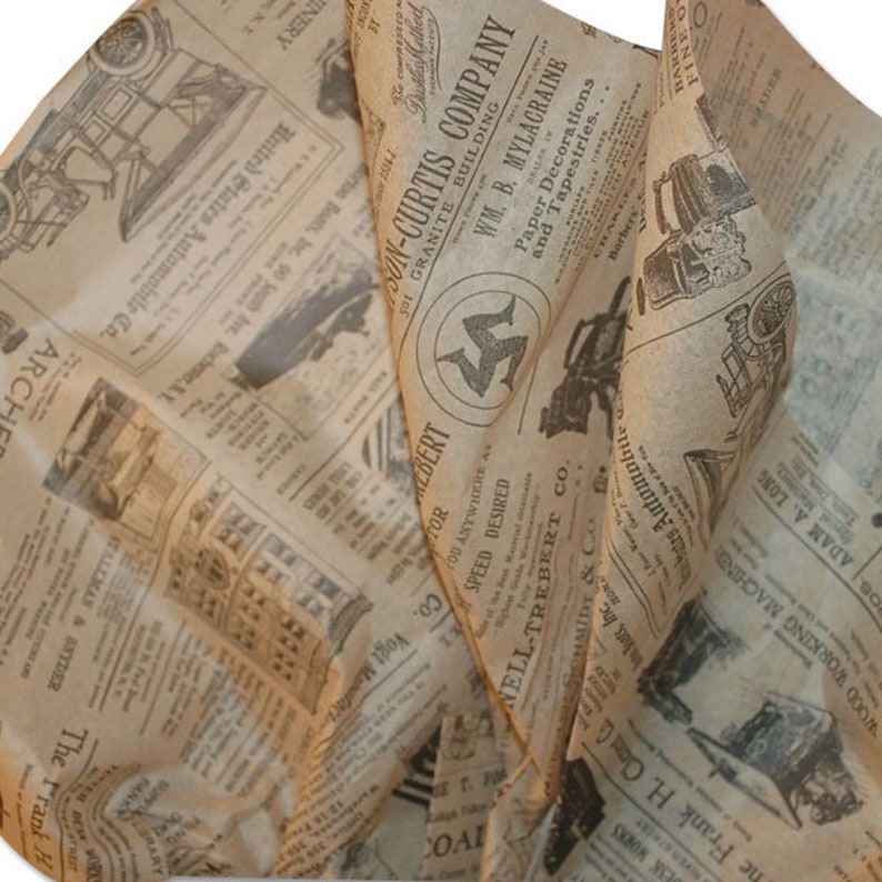 Made in USA - 240 Sheets - Vintage Newspaper Pattern Tissue Paper 20" X ...