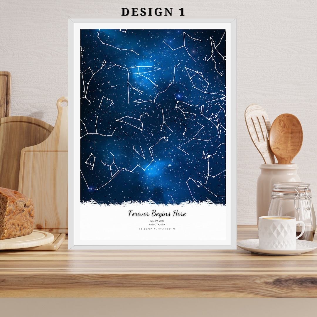Custom Star Chart Star Map by Date Digital Star Map Fathers Day ...