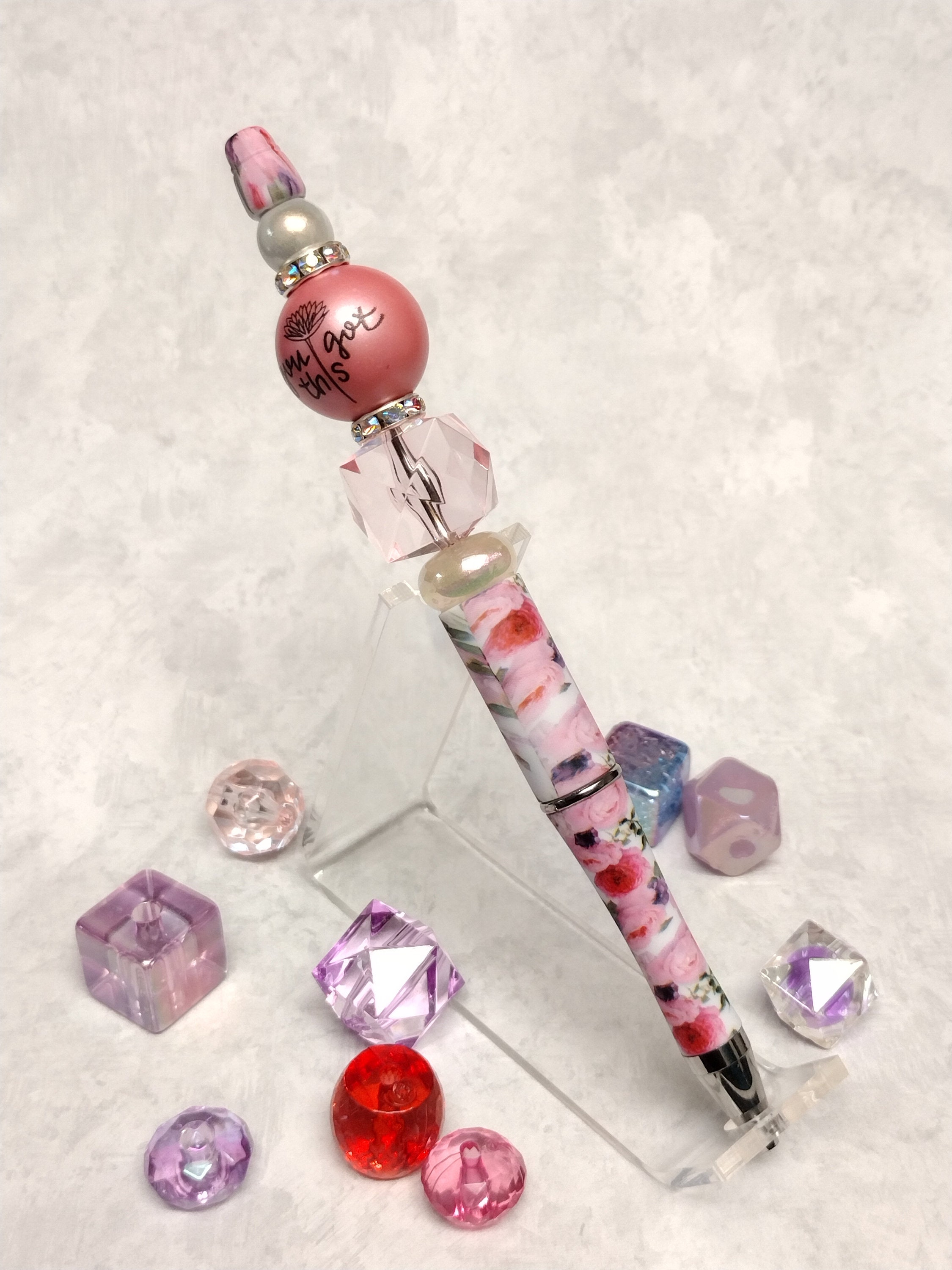 Beaded Pen,inspirational Saying,colorful Beaded Pen,floral,rhinestone ...