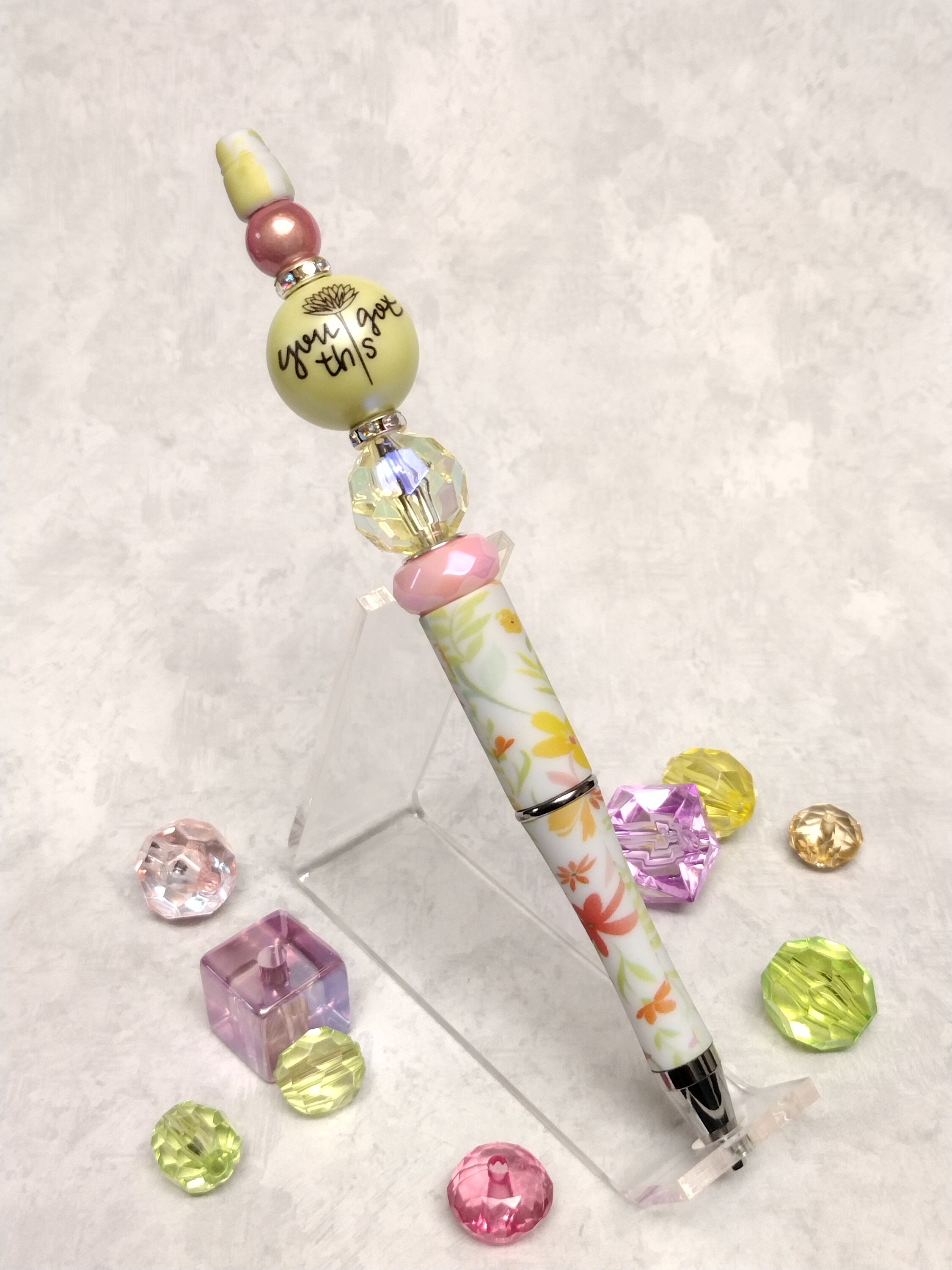 Beaded Pen,inspirational Saying,colorful Beaded Pen,floral,rhinestone ...