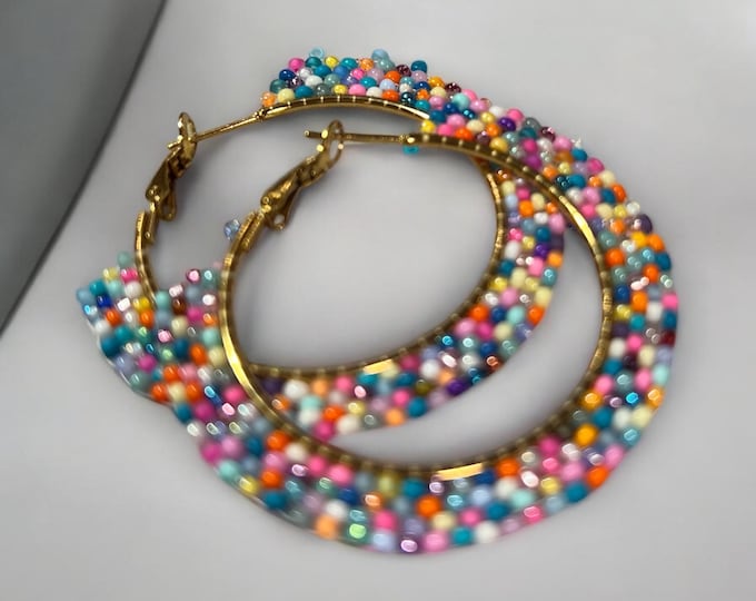 Colorful Hoop Earrings | Gold Hoops | Boho Jewelry & Earrings | Boho ...